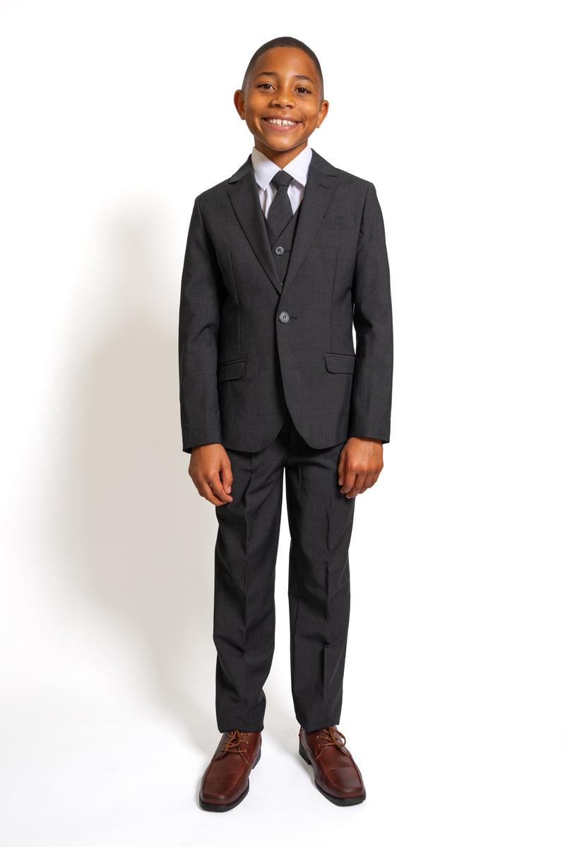 Boys Luxor 5-Piece Slim Fit Suit - Kem Charcoal – Peanut Butter Collection